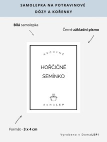 Samolepka na kořenky HOŘČIČNÉ SEMÍNKO bílá 3 × 4 cm základní písmo