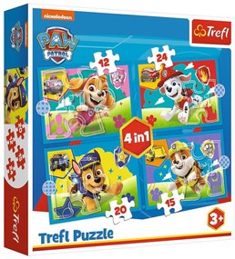 Trefl Puzzle 4v1 Štěňata v běhu Tlapková patrola/Paw Patrol 28,5x20,5cm v krabici 28x28x6cm