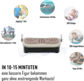 HOMCOM Vibrační deska Vibrační trenažér Vibrační zařízení Fitness trenažér LED displej USB reproduktor Tréninkové pásky Dálkové ovládání | Aosom