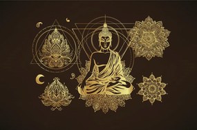Samolepící tapeta zlatý Buddha - 300x200 cm