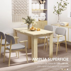 HOMCOM jídelní stůl pro 4-6 osob, obdélníkový, moderní styl, nosnost 50 kg, 120 cm D x 69 cm Š x 75 cm V, dub