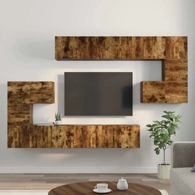 10dílný set TV skříněk kouřový dub kompozitní dřevo 3120305