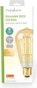 Nedis LED žárovka E27 / ST64 / 4.9 W / 470 lm / 2100 K / Stmívatelné /