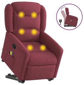 Zvedací masážní polohovací křeslo vínové textil 3303207