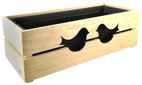 AMADEA Dřevěný obal s truhlíkem s ptáčky, 52x21,5x17cm, český výrobek