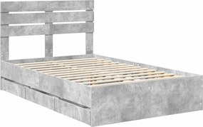 Rám postele s čelo Betonově šedá 135 x 190 cm Inženýrské dřevo 3411511