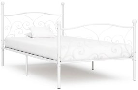 Rám postele s laťkovým roštem bílý kov 90 x 200 cm,  284447 HangarStore.cz