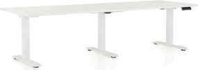 Výškově nastavitelný stůl OfficeTech Long, 240 x 80 cm, bílá podnož, bílá