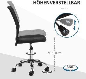Kancelářská židle Vinsetto bez područek, ergonomická kancelářská židle, výškově nastavitelná, max. nosnost 100 kg, černá | Aosom