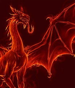 Pětidílný obraz ohnivý drak Velikost (šířka x výška): 250x120 cm