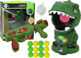 LEAN Toys Postřehová hra – Střelba na dinosaura – Zelená pistole – Kuličky