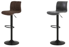 Židle barová, hnědá látka v imitaci broušené kůže, černá podnož, výškově stavitelná