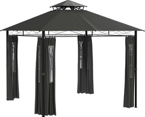 Pavilon Outsunny přibližně 3 x 3 m, Zahradní stan se stěnou, Party stan s dvojitou střechou, Nepromokavý event stan, Zahradní altán, pro balkon, teras