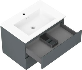 Mexen Orio, koupelnová skříňka 70 cm s umyvadlem Otis, 2 zásuvky, grafitová matná/bílá matná, 91A10-07047-2-BFF66-W18M01