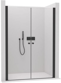 CERANO - Sprchové 2-křídlové dveře Antelo L/P - černá matná, transparentní sklo - 76x190 cm