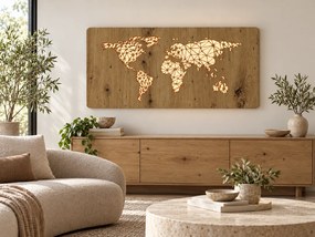 Li-Go "Mapa světa" světelný obraz 230V 120x60 cm provedení povrchu: dub světlý