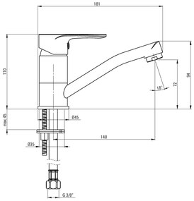 Deante Chaber, umyvadlová baterie s otočným ramenem, chromová, BGC_026M