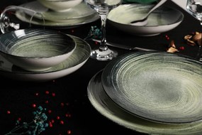 Porcelánová jídelní sada 24 ks Sat černá/zelená