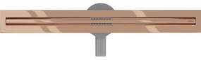 Mexen Flat nerezový sprchový žlab s rotačním 360° sifonem 60 cm, vzor SLIM, růžovo-zlatá, 1641060