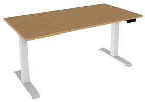 NOBL Dynamic + Elektr. nastavitelný polohovací stůl 160x80 s pamětí Dynamic + Dekor stolové desky: buk, Barva podnože: bílá