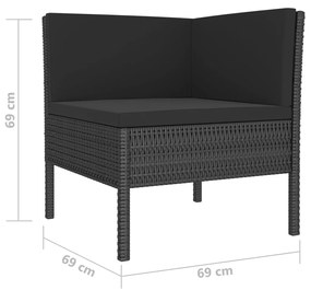 vidaXL 4dílná zahradní sedací souprava s poduškami polyratan černá