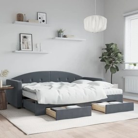 Válenda s přistýlkou a zásuvkami tmavě šedá 80 x 200 cm samet 3197367