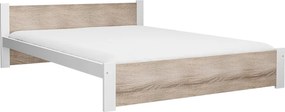 Postel IKAROS 180 x 200 cm, bílá/dub sonoma Matrace: Matrace Coco Maxi 20 cm, Rošt: S laťkovým roštem