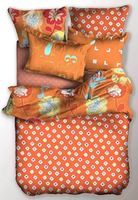 DecoKing - Povlečení mikrovlákno Oranžové Basic JUMP PATCHWORK