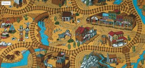 AladinWorld Expres, Dětský metrážový koberec Western, na míru, šíře 4m, vícebarevná, filc, dětský pokoj