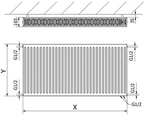 Mexen CV22 deskový radiátor 500 x 700 mm, spodní připojení, 997 W, Bílá - W622-050-070-00
