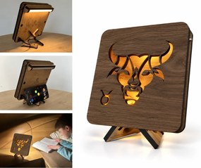 Li-Go Znamení "Býk" lampa 19x19 cm provedení povrchu: ořech