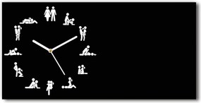 Nástěnné hodiny ze skla 60 x 30 cm s grafikou a tichým mechanismem Kamasutra