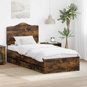 Rám postele se zásuvkou Uzený Dub 90 x 200 cm Inženýrské dřevo 3413454