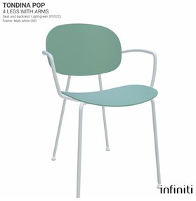 Židle Tondina Pop s opěradly Barva kovové konstrukce: Matt white 30, Barva sedáku a opěradla z recyklovaného plastu: Light green IP557C