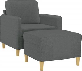 Křeslo s podnožkou tmavě šedé 60 cm textil 3201185