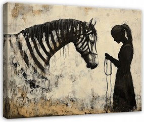Obraz Abstrakce Banksy Béžová Zebra Do Ložnice Obývacího Pokoje Na Plátně 120x80