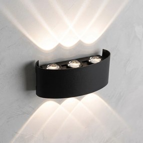 Toolight Toolight, JNH040-6G, venkovní LED nástěnné svítidlo nahoru/dolů, 6 LED, 12 W, 4000 K, IP44, černá matná, OSW-56231