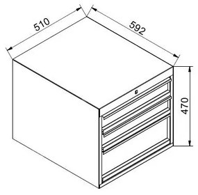 Závěsný dílenský box na nářadí k pracovním stolům GÜDE, 3 zásuvky, zámek, 510 x 592 x 470 mm, modrá / šedá