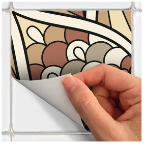 Sada 24 nástěnných samolepek Ambiance Wall Stickers Tiles Piura, 10 x 10 cm