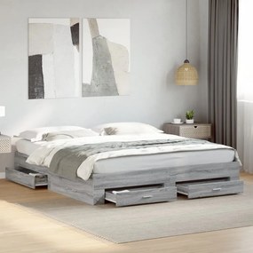Rám postele se zásuvkami šedý sonoma 200 x 200 cm kompozit 3280361