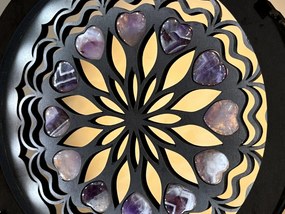 Li-Go "Srdce, ametystová mandala" Stolní lampa 20x22 cm černá s patinou