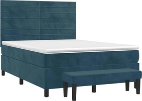 Box spring postel s matrací tmavě modrá 140x190 cm samet 3137903