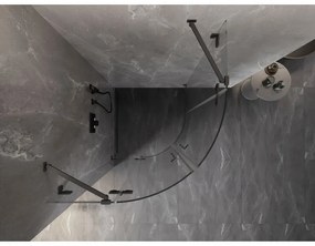 Mexen Lunar, půlkruhový výklopný sprchový kout 70 x 70 cm, 8mm čiré sklo, pistolově šedý kartáčovaný - 833-070L-070P-66-00