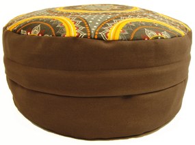 S radostí - vlastní výroba Meditační sedák s oranžovou mandalou - hnědý Velikost: ∅35 x v30 cm
