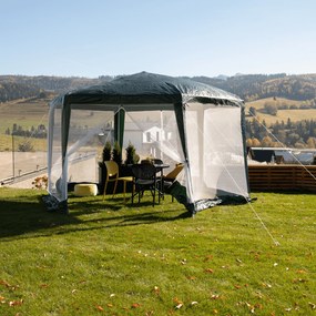 Stanový altán do zahrady, 3,9x2,5x3,9m, zelená / bílá, RINGE TYP 1 + 6 bočních stran