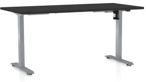 Výškově nastavitelný stůl OfficeTech A, 160 x 80 cm, šedá podnož, černá