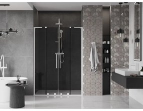 Mexen Velar L Duo, posuvné sprchové dveře do otvoru 150 cm, 8mm šedé sklo, bílá matná, 871-150-003-42-20