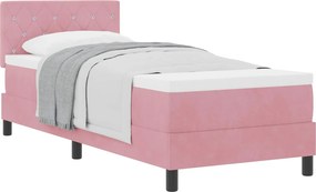 Postel s boxspringem s matrací s čelo Růžová 80 x 200 cm samet 3339073