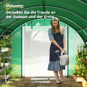Outsunny Fóliovník 6×3×2 m, tunelový skleník se stínící sítí, rolovací stěny, ocelová konstrukce, zelený