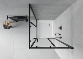 Mexen Rio, čtvercový sprchový kout 80 x 80 cm, 6mm čiré sklo, černý profil + bílá sprchová vanička RIO, 860-080-080-70-00-4510